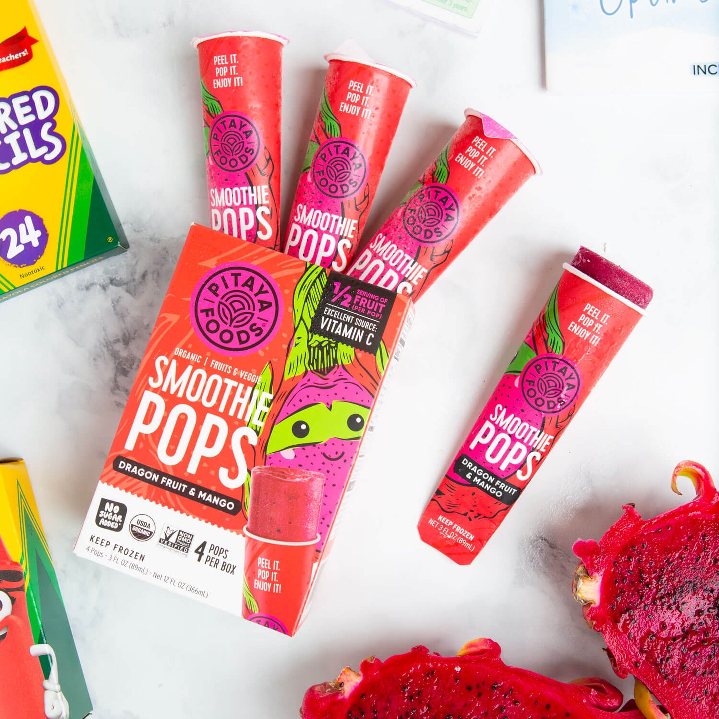 Organic Dragon Fruit Mango Smoothie Pops