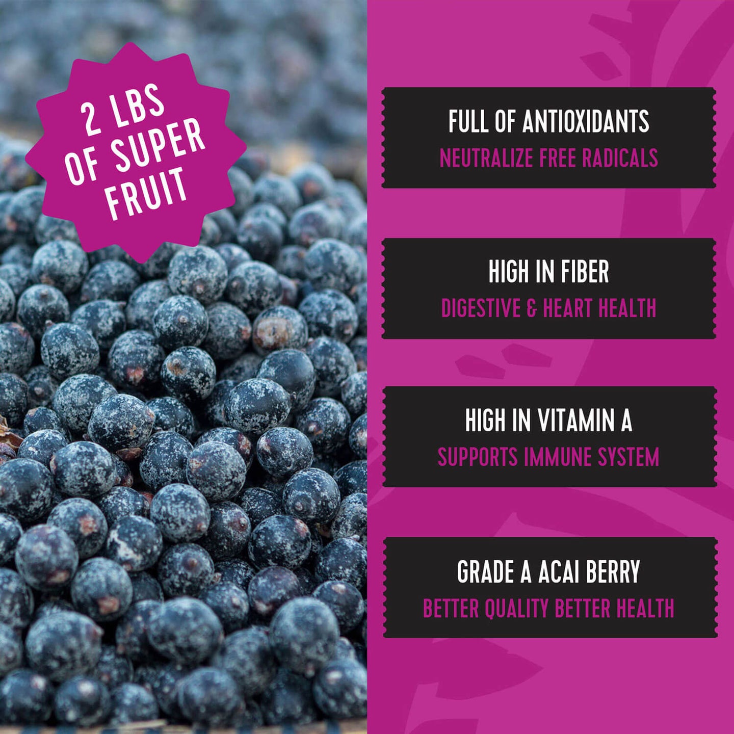 Organic Acai Berry Bite-Sized Pieces 2Lb