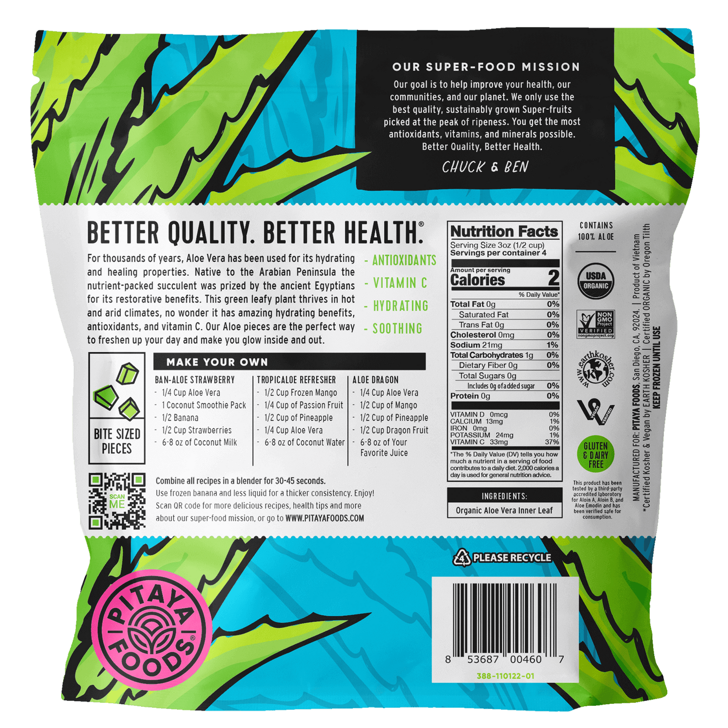 Organic Aloe Vera Bite-Sized Pieces